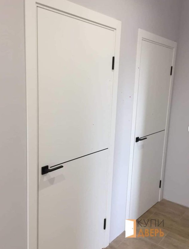 Купить межкомнатную дверь с алюминиевым молдингом Динмар EM 1 эмаль с ...